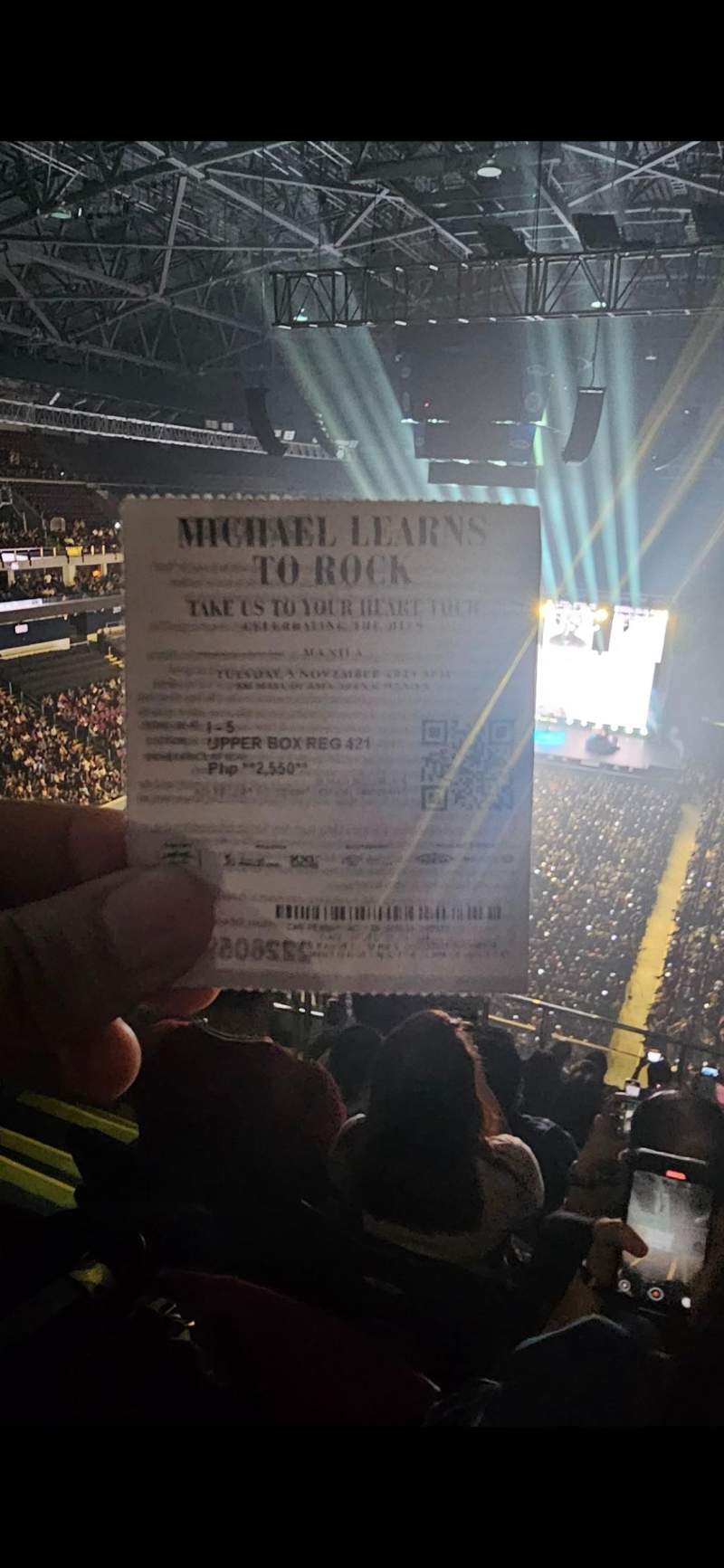 SM Mall of Asia Arena, section 421, row I, seat 5 - MICHAEL LEARNS TO ROCK